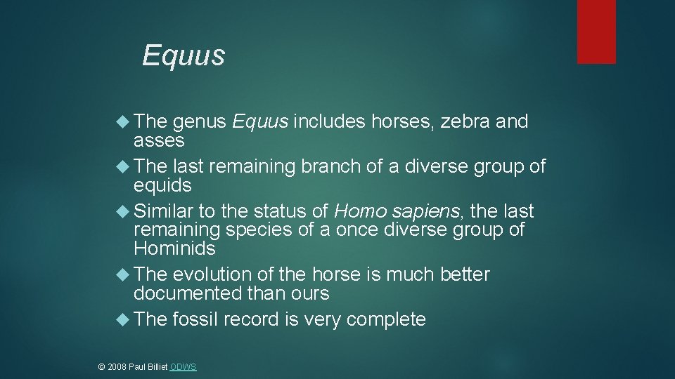 EQUI 3644 Horse Science CHAPTER 1 Objectives 1
