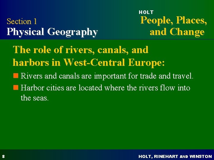 HOLT CHAPTER 19 People Places and Change WestCentral