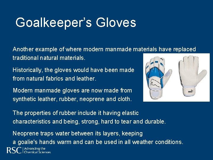 Materials used in the sport of Football Football