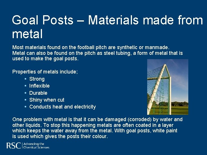 Materials used in the sport of Football Football