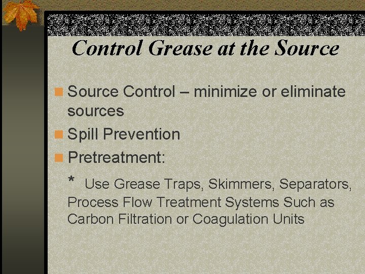 Oil and Grease Management NC Division of Pollution