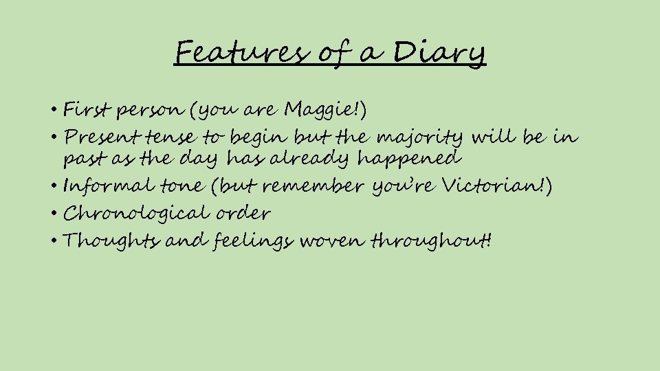 Maggie Johnsons Diary Look back at your plan