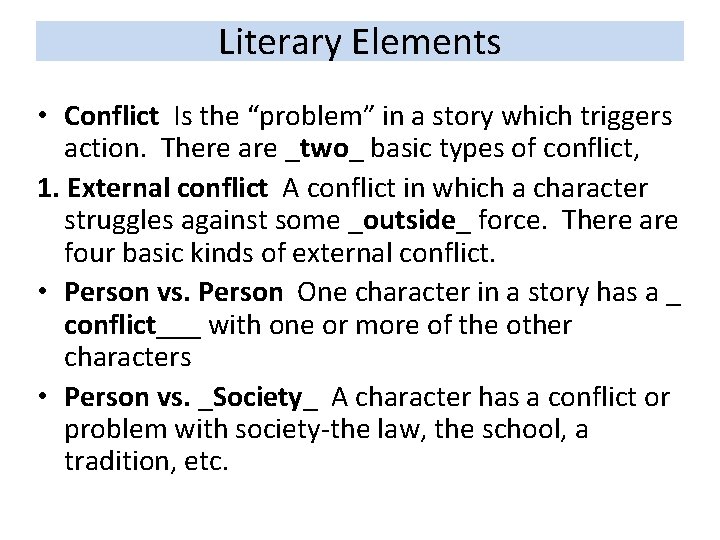 Elements of Literature Created for two column notes