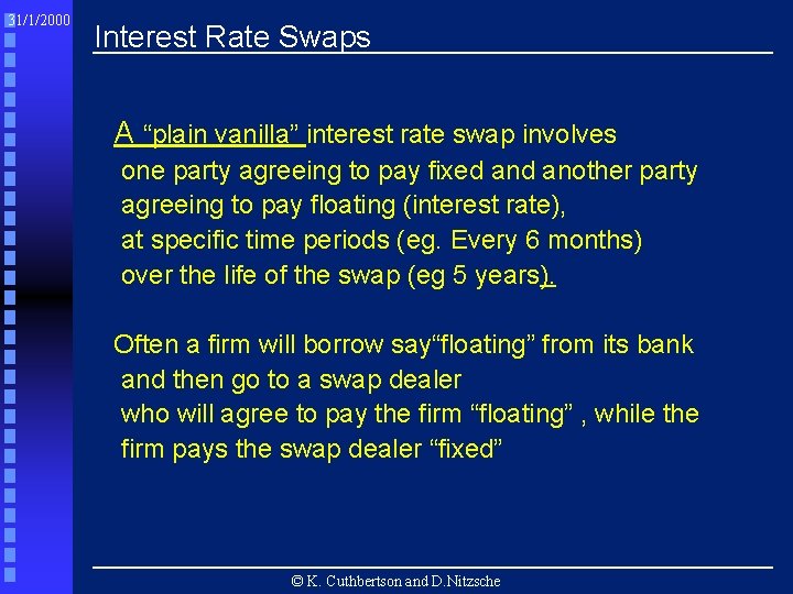 3112000 Version 192001 FINANCIAL ENGINEERING DERIVATIVES AND RISK