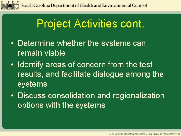 Local Solutions to Local Problems South Carolinas Small