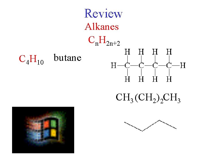 Review Alkanes Cn H 2 n2 butane C