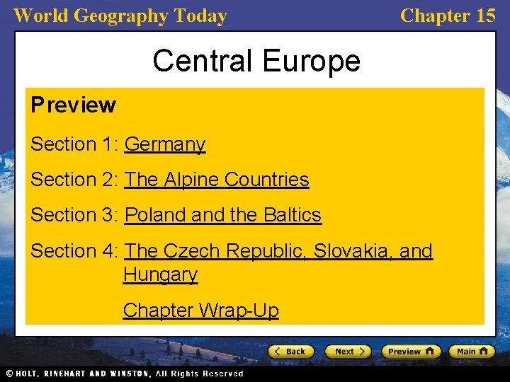 World Geography Today Chapter 15 Central Europe Preview