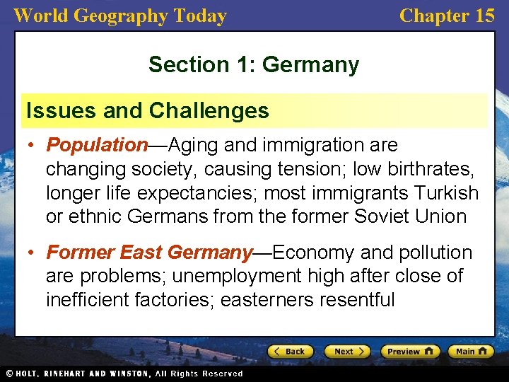 World Geography Today Chapter 15 Central Europe Preview