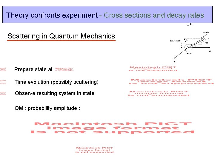 Theory confronts experiment Cross sections and decay rates