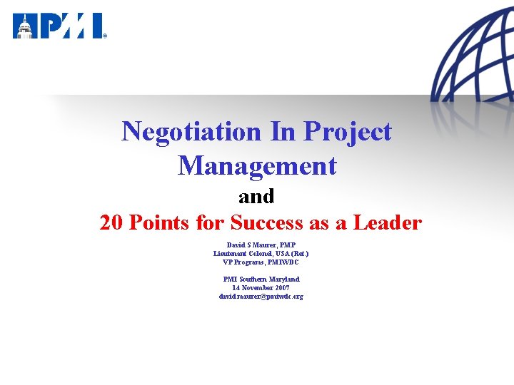 Negotiation In Project Management and 20 Points for