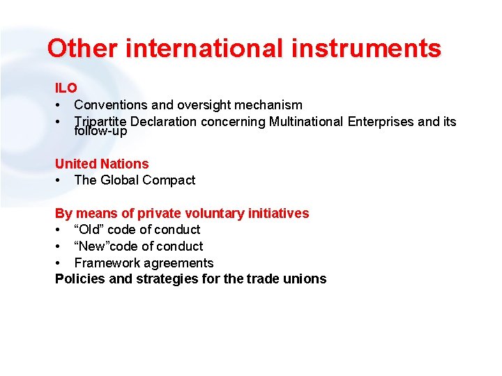 Training workshop Global Supply Chains and Trade Union
