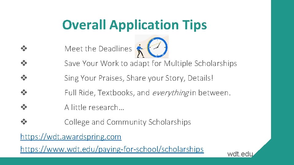 Scholarship Application Tips wdt edu Overall Application Tips