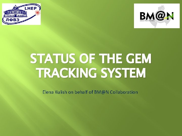 STATUS OF THE GEM TRACKING SYSTEM Elena Kulish