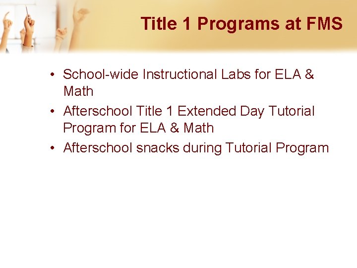 FRANKLIN MIDDLE SCHOOL BACK TO SCHOOL NIGHT WELCOME