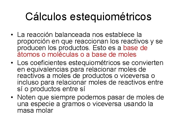 Estequiometra de reacciones Balanceo de reacciones Una reaccin