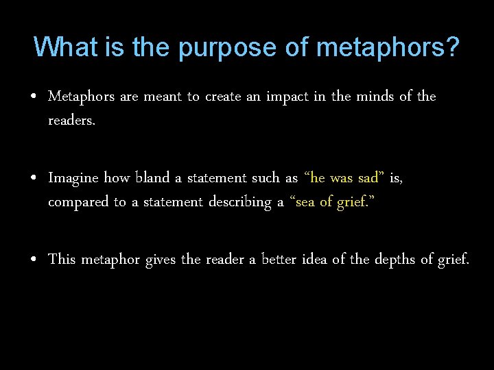Metaphor comparison between two unrelated things does NOT