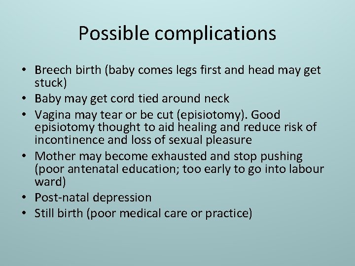 Pregnancy and child birth 1 To look at