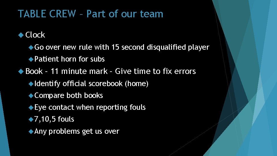 Communication Table Coaches TABLE CREW Part of our