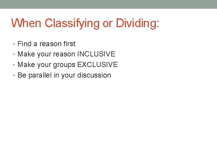 CLASSIFICATION AND DIVISION A type of analysis Analysis