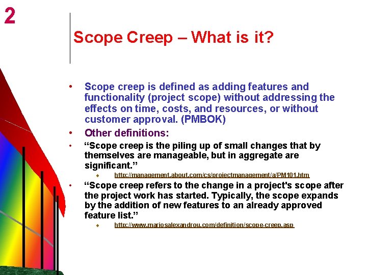 1 Project Management PMBOK tle Ti Scope Creep