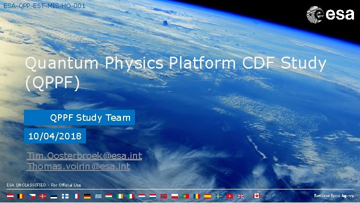 ESAQPPESTMISHO001 Quantum Physics Platform CDF Study QPPF QPPF