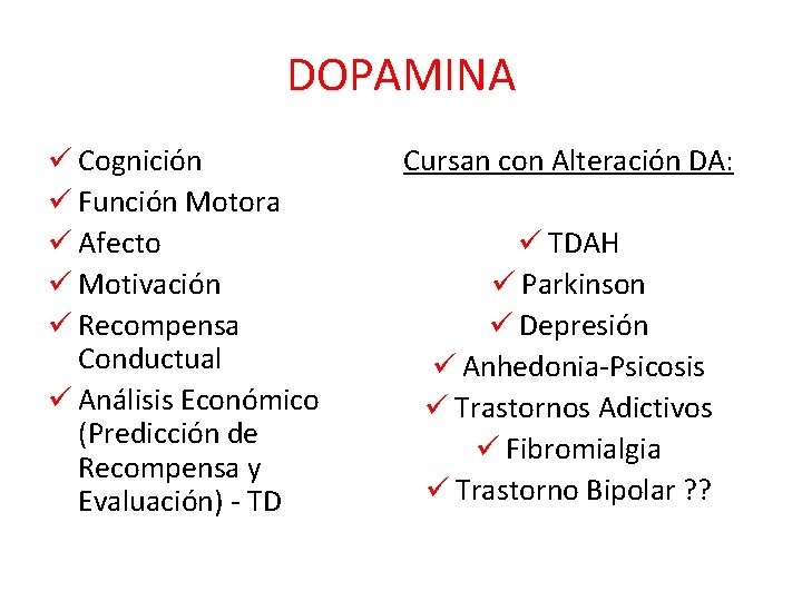AVANCES EN LA NEUROBIOLOGA DEL TRANSPORTADOR DE DOPAMINA