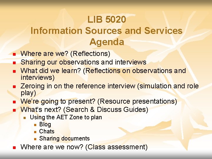 LIB 5020 Information Sources and Services LIB 5020