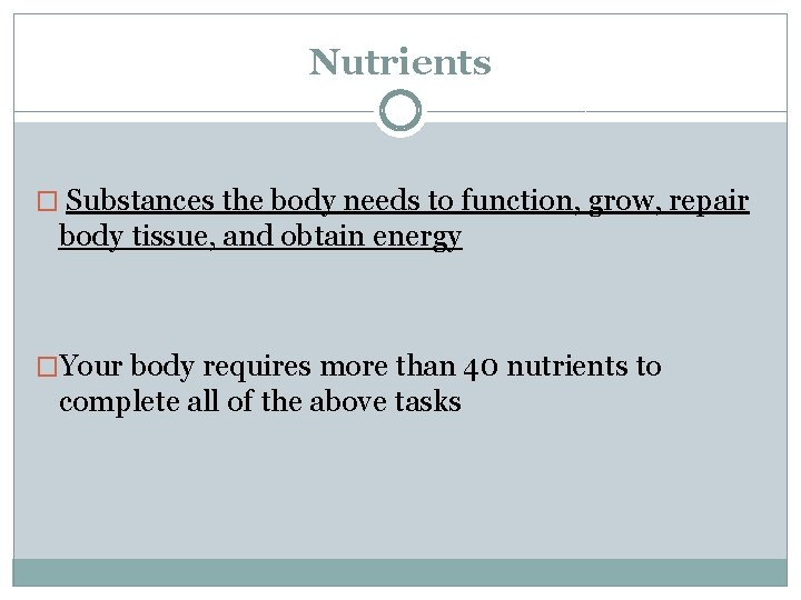 Carbohydrates Fats and Proteins 8 TH GRADE HEALTH