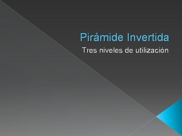 Pirmide Invertida Tres niveles de utilizacin Primer Nivel
