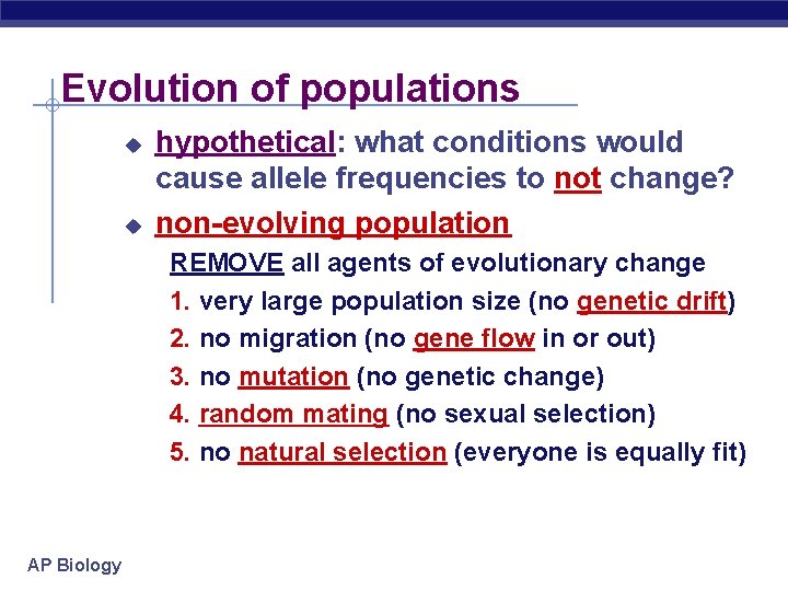 Measuring Evolution of Populations AP Biology Evolution of