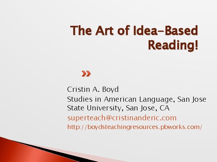 The Art of IdeaBased Reading Cristin A Boyd