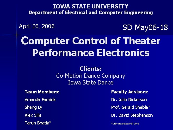 IOWA STATE UNIVERSITY Department of Electrical and Computer