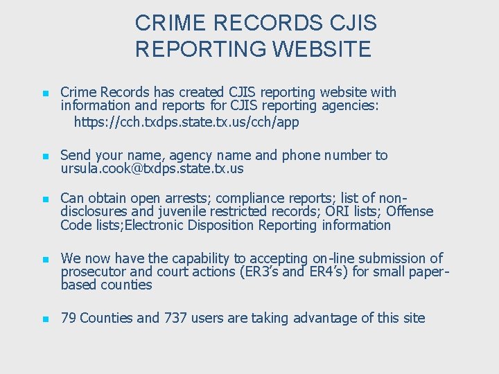 CRIME RECORDS SERVICE UPDATE Texas Department of Public