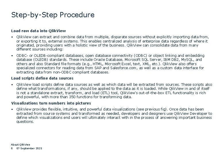 Qlik View Overview 07 September 2021 Contents What
