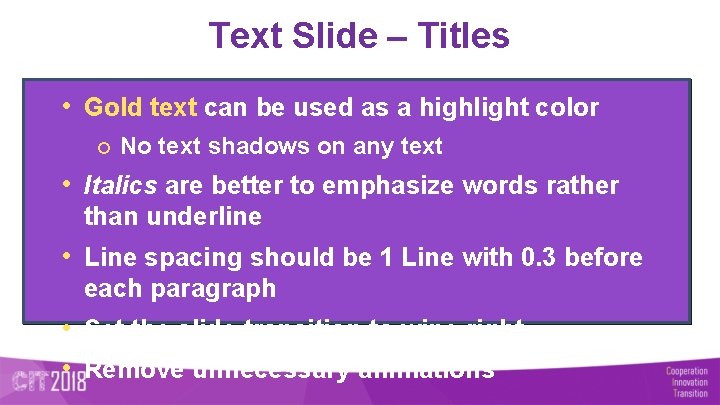 CIT 2018 Template Title 40 pt Bold Arial