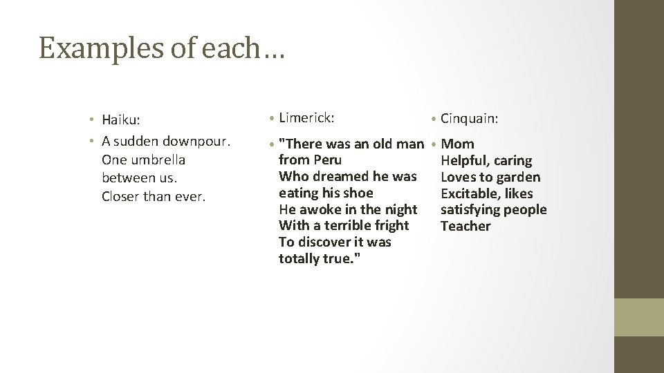 NOW ITS YOUR TURN Writing and analysing poetry