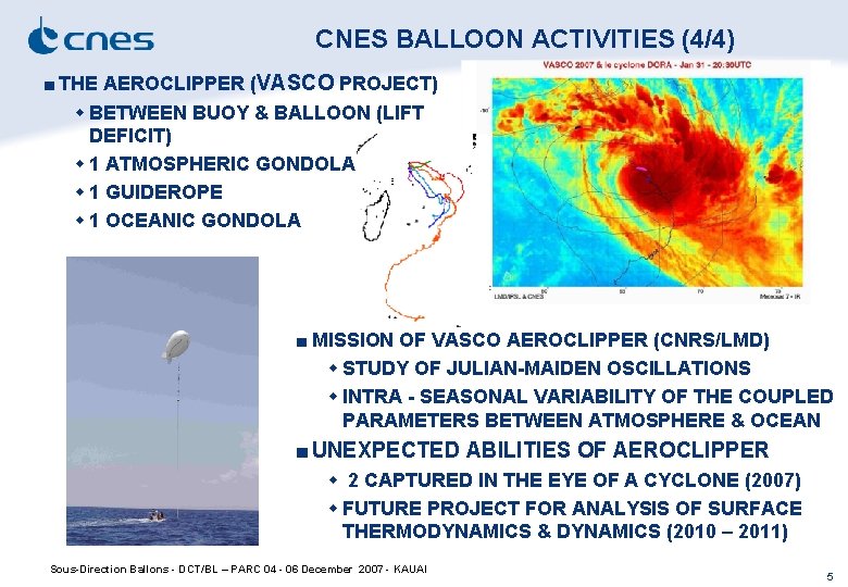TPARC CNES PARTICIPATION DRIFTSONDE BALLOON CAMPAIGN A VARGAS