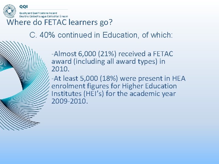 Where do FETAC learners go Presentation to CSO