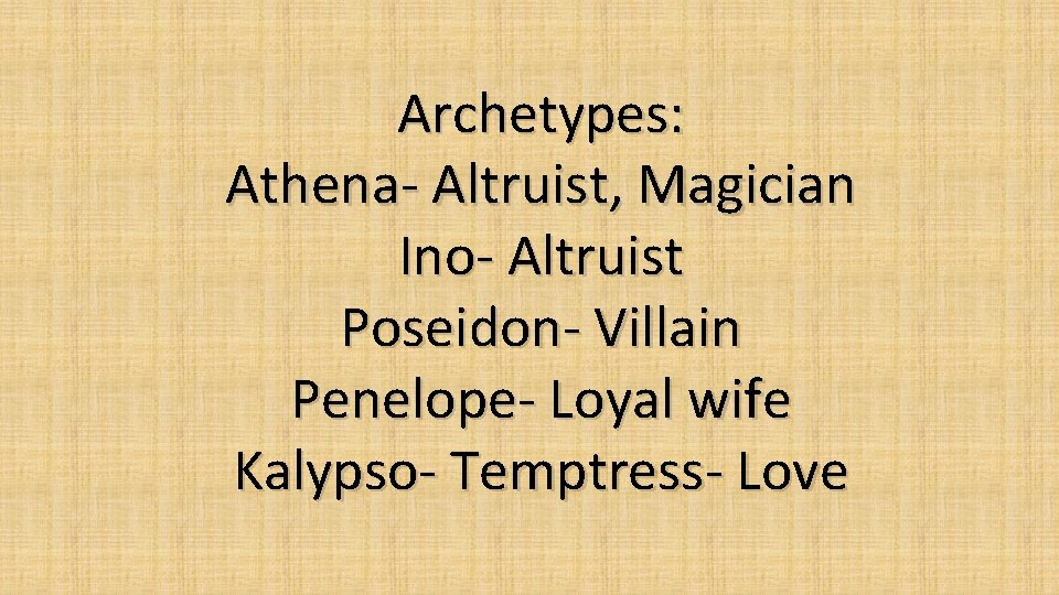 Setting Ogygia and the Sea Main Characters Athena