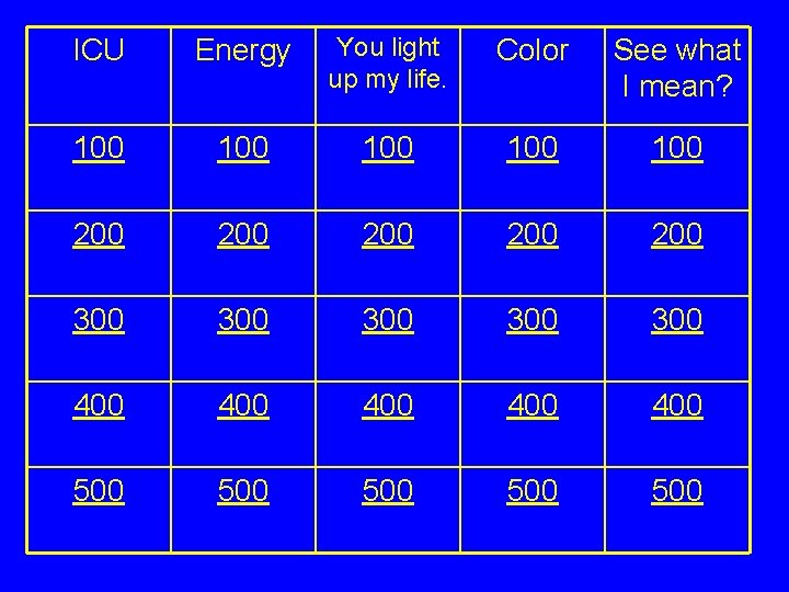 ICU Energy You light up my life Color