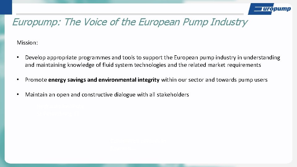 EEMODS 17 ROME 6 8 September EUROPUMP APPROACH