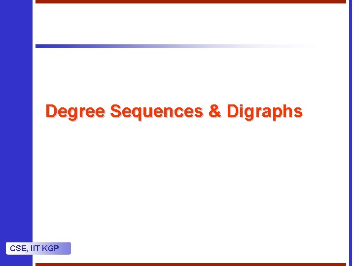 Degree Sequences Digraphs CSE IIT KGP Degree Sequence