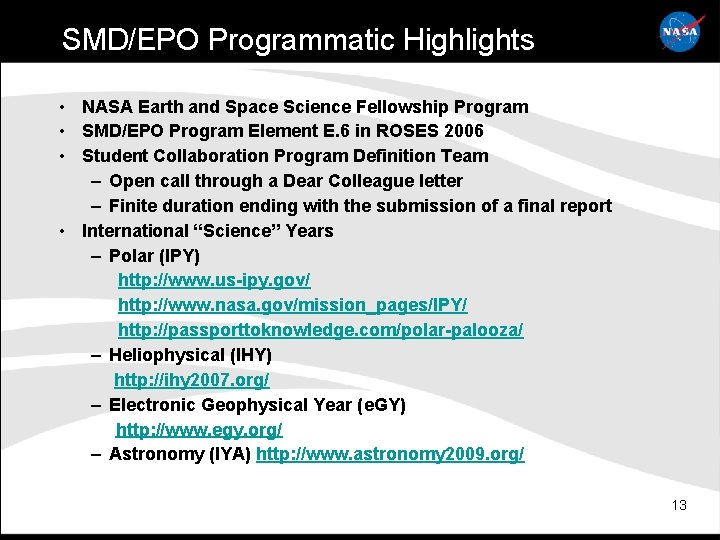 Science Mission Directorate Update Presentation to National Council