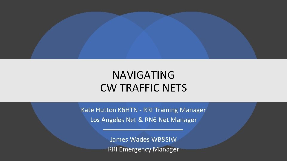 NAVIGATING CW TRAFFIC NETS Kate Hutton K 6