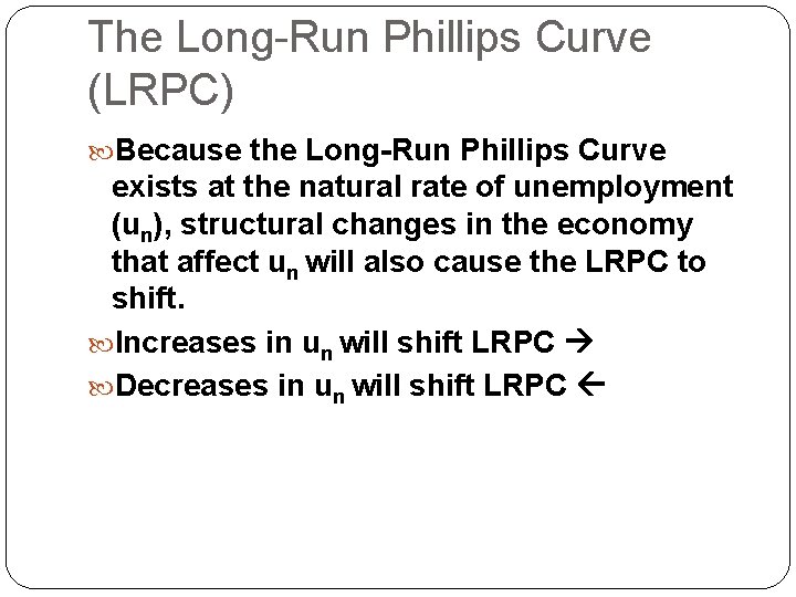 Chapter 16 The Phillips Curve Objective Students will