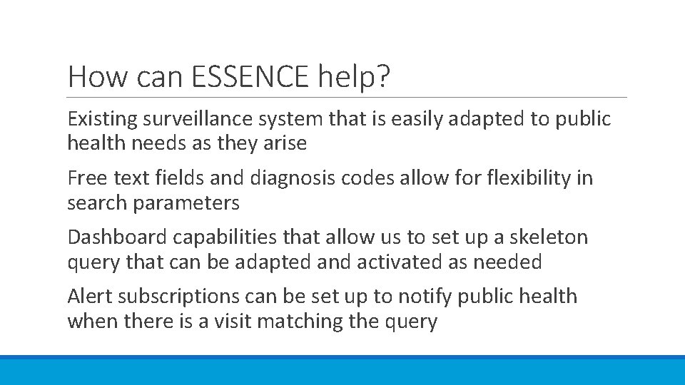Points of Dispensing and ESSENCE CREATING A TEMPLATE