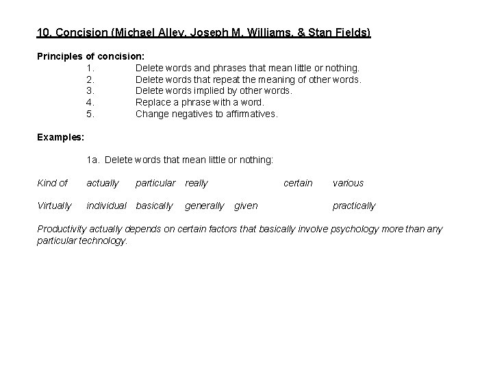 10 Concision Michael Alley Joseph M Williams Stan