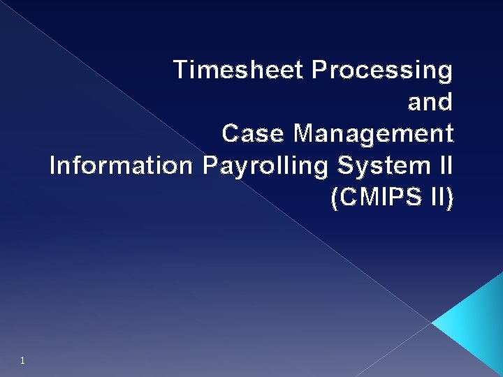 Timesheet Processing and Case Management Information Payrolling System