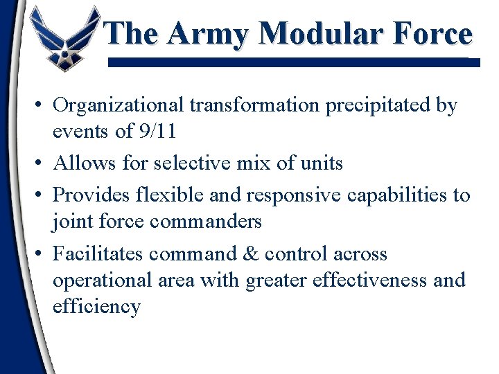 Current Event Brief Department of the Army Overview