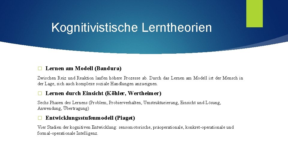 Kognitivismus Der Kognitivismus Teilgebiet der Psychologie beschftigt sich